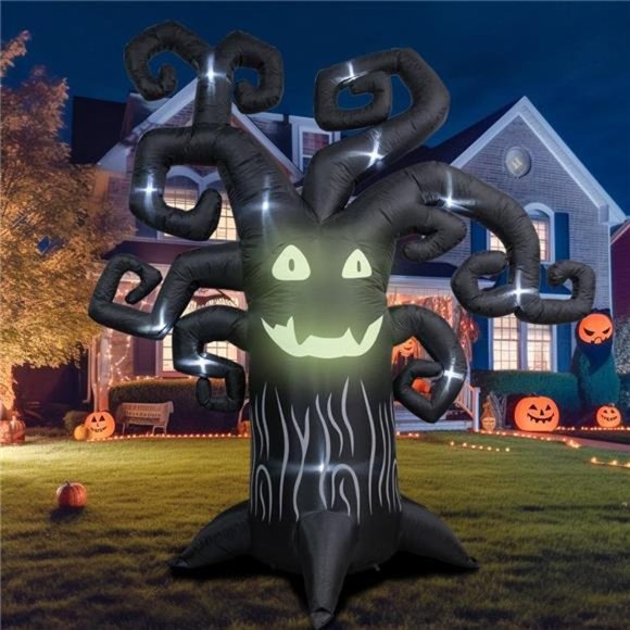 Holiday | 8 Ft Black Dead Tree With Led Lights Glow In The Dark Paint ...